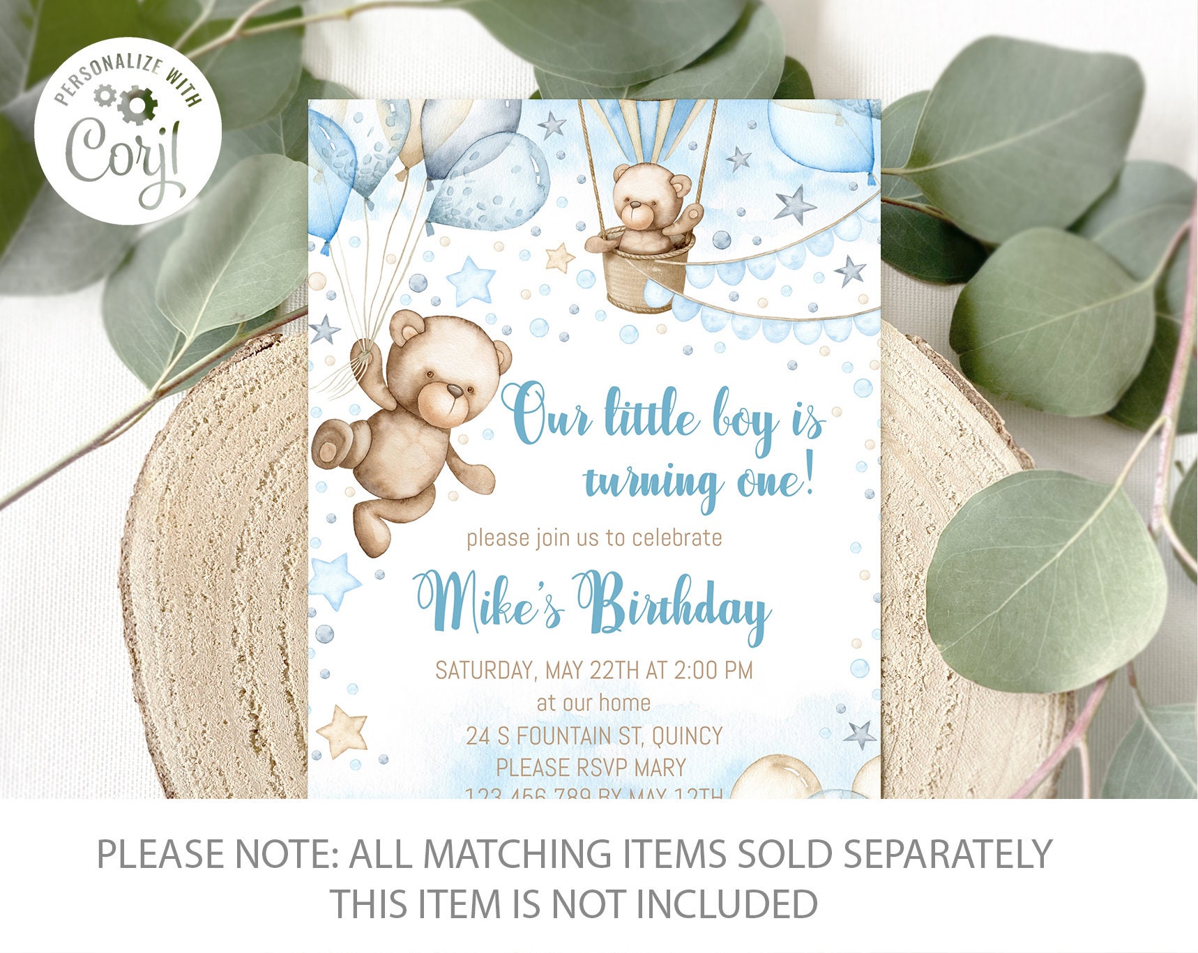 HAPPY BIRTHDAY Teddy Bear Banner. Printable Digital Party Decoration ...