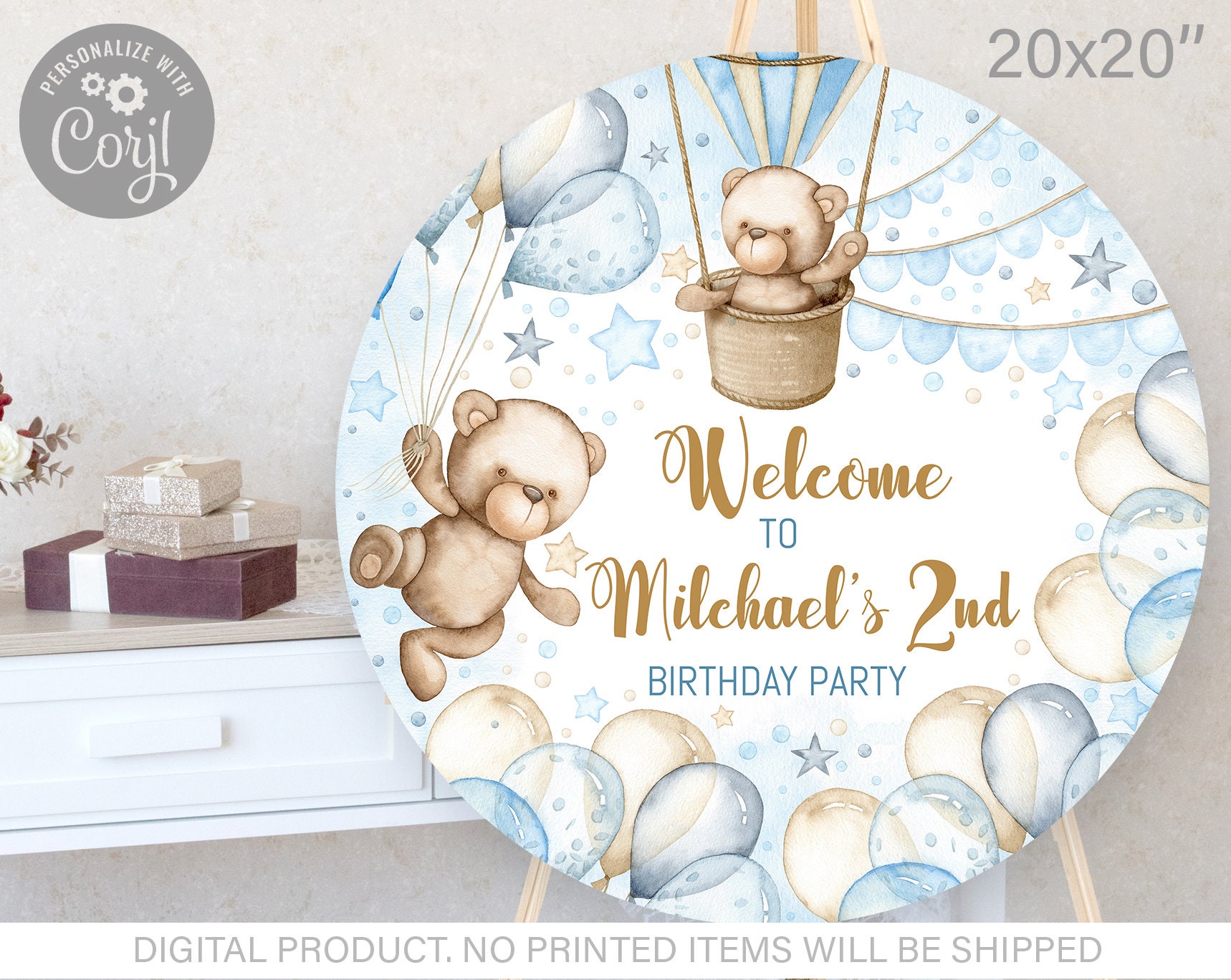 EDITABLE Birthday Circle Welcome Sign. Personalized Baby Boy Birthday ...