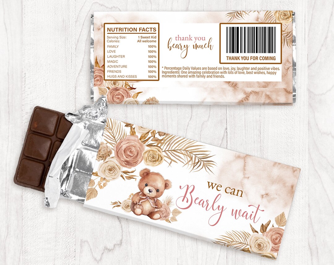 Editable Digital Chocolate Bar Wrappers. Baby Shower Favor, Baby ...