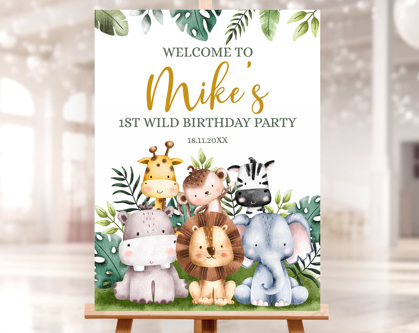 EDITABLE Digital Wild ONE 1st Birthday Welcome Sign. Personalized Baby ...