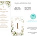 EDITABLE Menu Card and Table Number. Girl Baptism Green, White Flowers ...