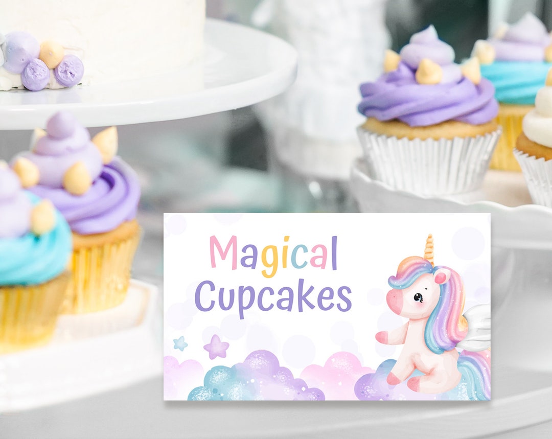 EDITABLE Unicorn Food Labels. Girl's Pink and Rainbow Birthday Unicorn ...