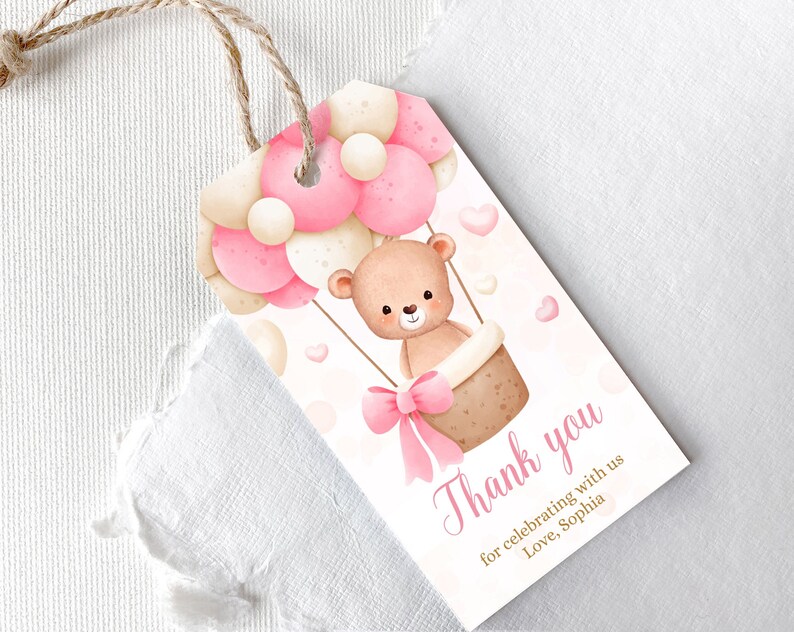 EDITABLE Thank You Tag. Personalized Valentine's Girl 1st Birthday ...
