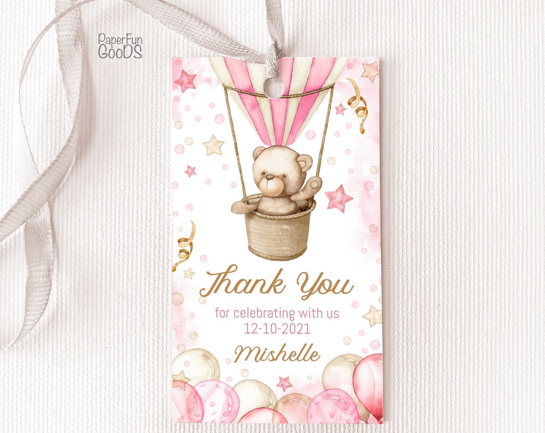 EDITABLE Thank You Tags. Personalized Girls Party Tag. Digital Birthday ...
