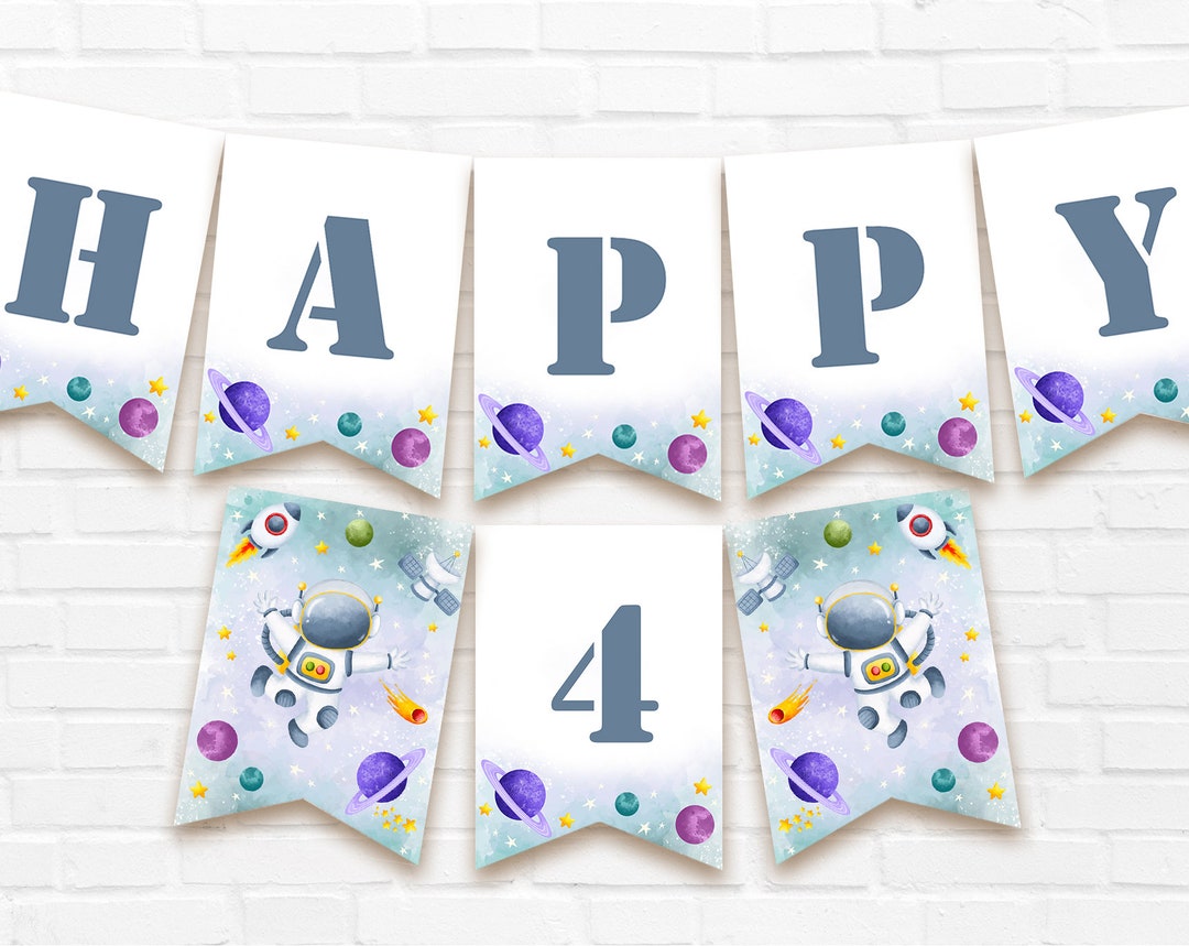 EDITABLE Space Birthday Bunting. A-Z Letters 0-9 Numbers. Astronaut ...