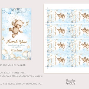 EDITABLE Thank You Tags. Personalized Boys Party Tag. Digital Birthday ...