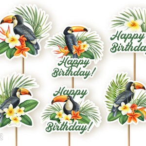 Printable Tropics Cupcake Toppers. Tropical Birthday Toucan Party ...