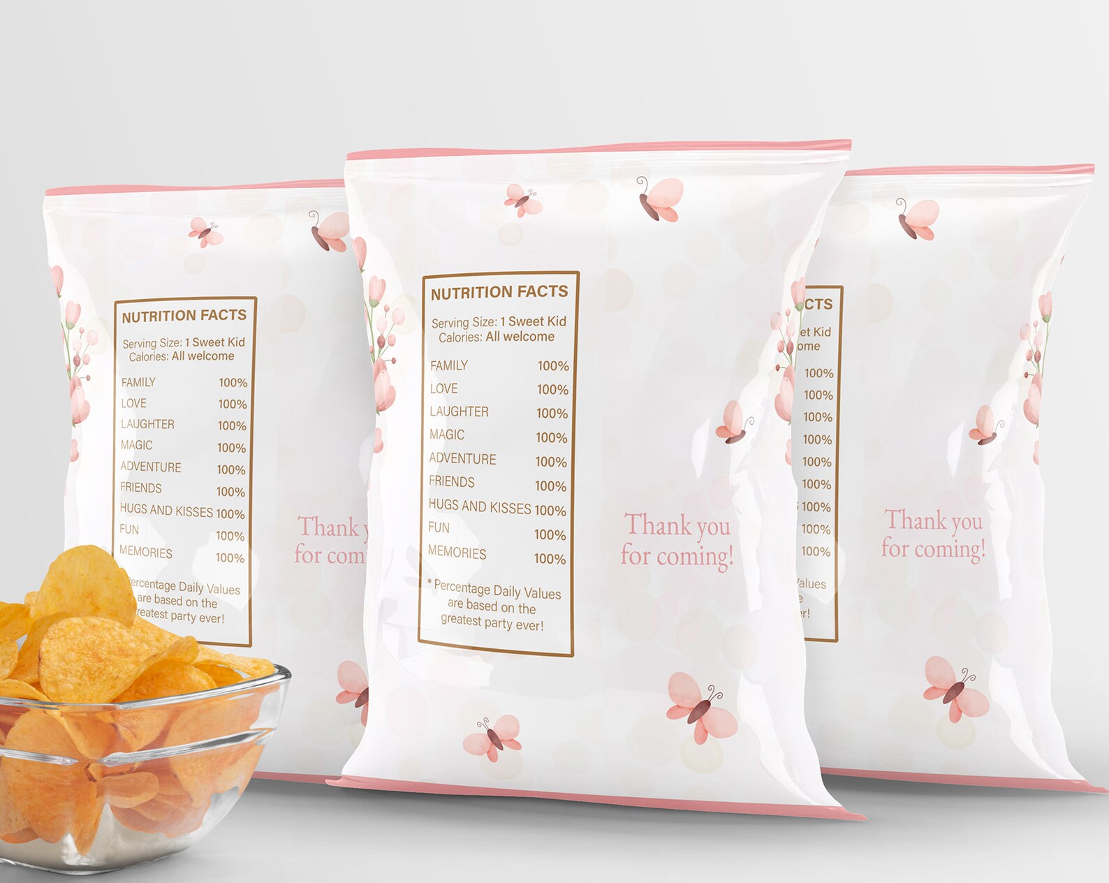 EDITABLE Digital Chip Bag. Personalized Template, Teddy Bear Baby ...