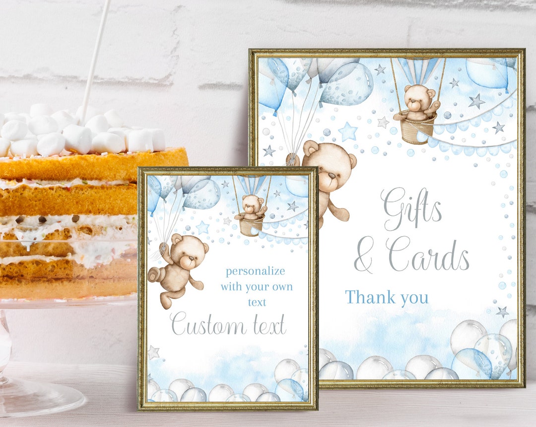 Editable Teddy Bear Signs Set. Boy 1st Birthday. Silver Blue - Etsy