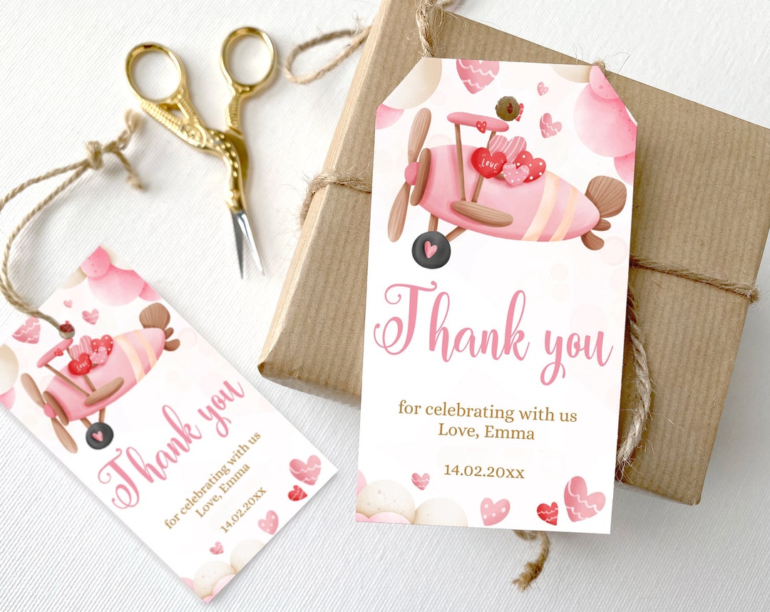 EDITABLE Thank You Tag. Personalized Valentina's Girl 1st Birthday ...