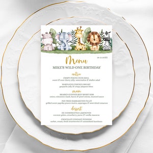EDITABLE Digital Menu Card and Table Number. Wild ONE 1st Birthday ...
