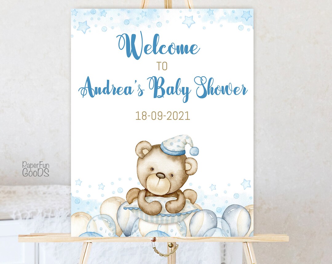 Digital EDITABLE Baby Shower Welcome Sign. It's a Boy Blue Banner ...