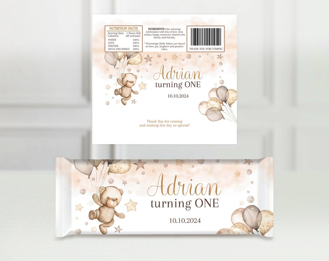 EDITABLE Digital Kinder Bueno Wrapper. Nude Teddy Bear Choco Favor ...