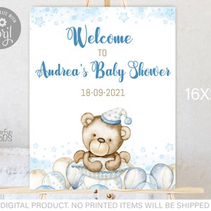 Digital EDITABLE Baby Shower Welcome Sign. It's a Boy Blue Banner ...