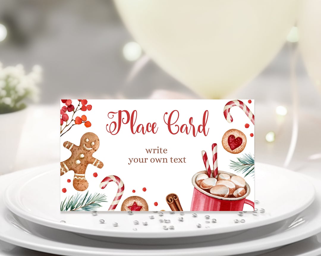 EDITABLE Winter Birthday Place Card. Personalized Template, Holiday ...