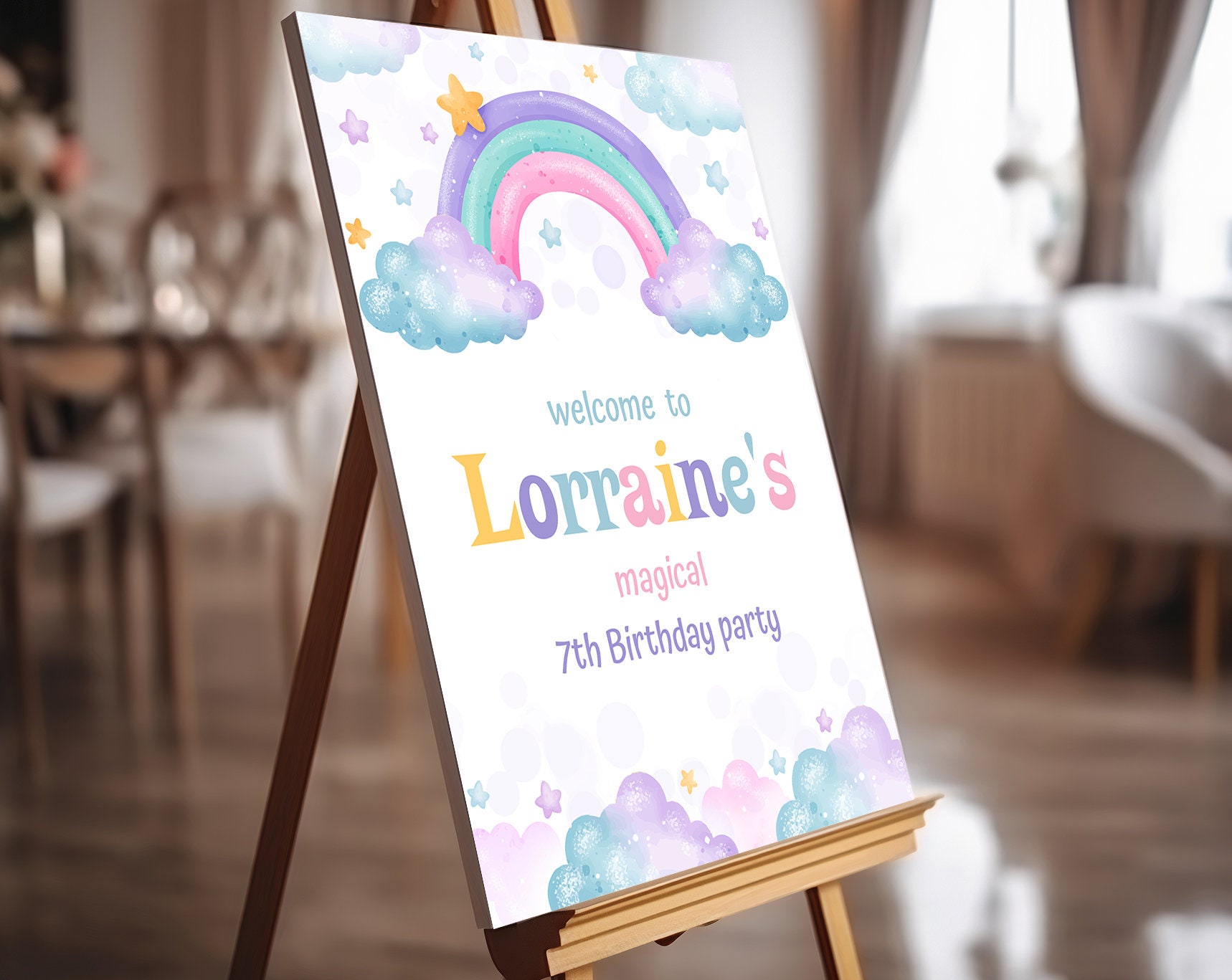 Editable Rainbow Welcome Sign. Pink and Rainbow Girl Magical - Etsy