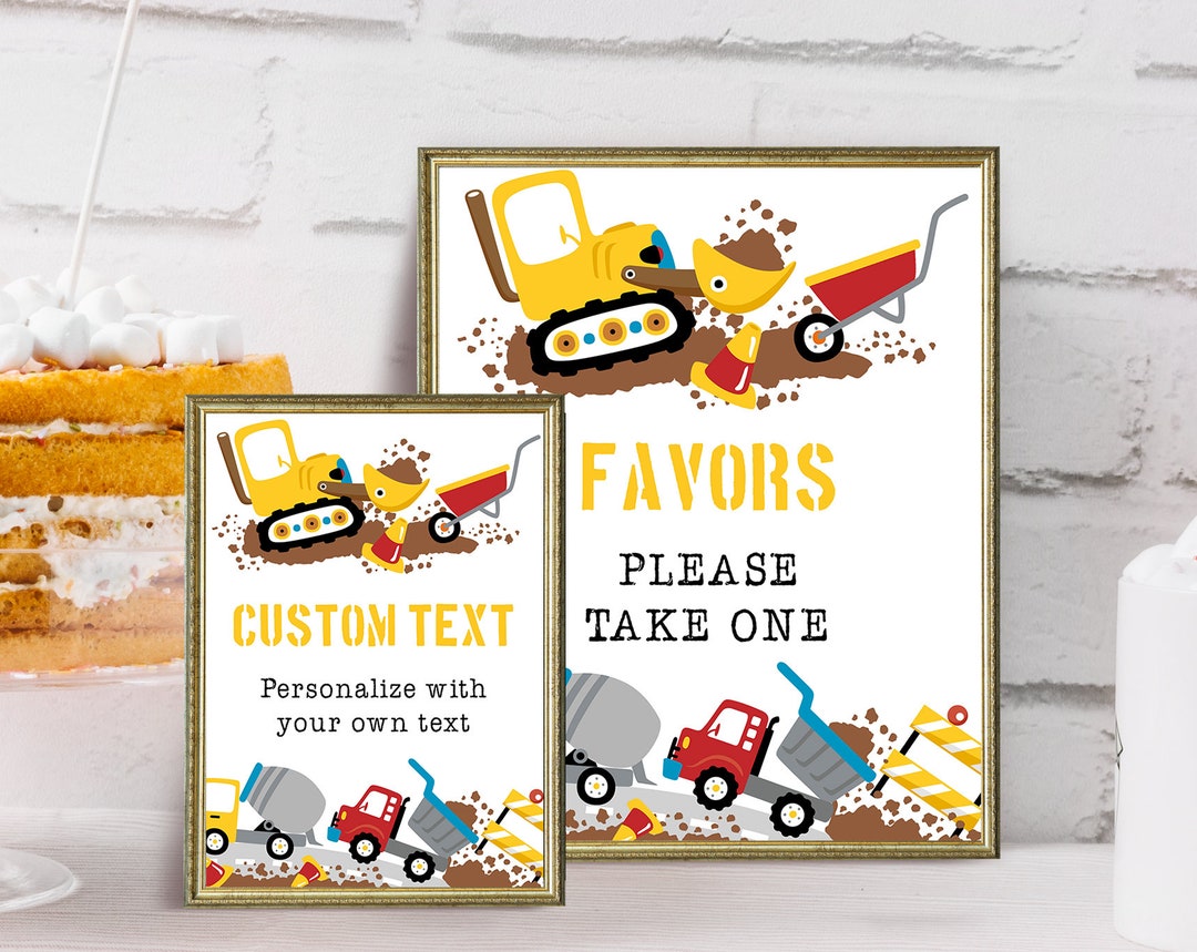 Editable Construction Party Signs Set. Fueling Station Template, Treats ...