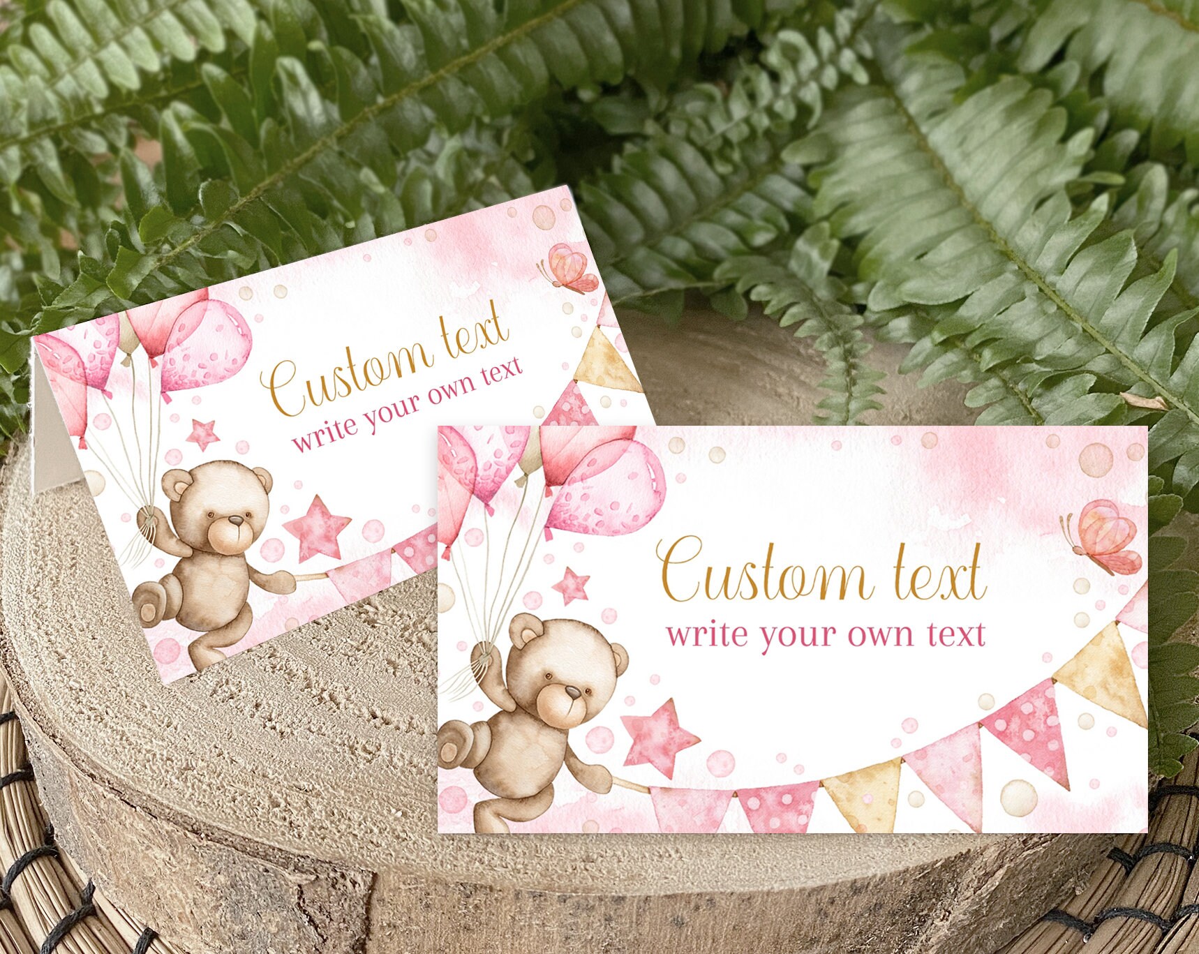 EDITABLE Teddy Bear Food Labels. Baby Girl 1st Birthday Favor Label ...