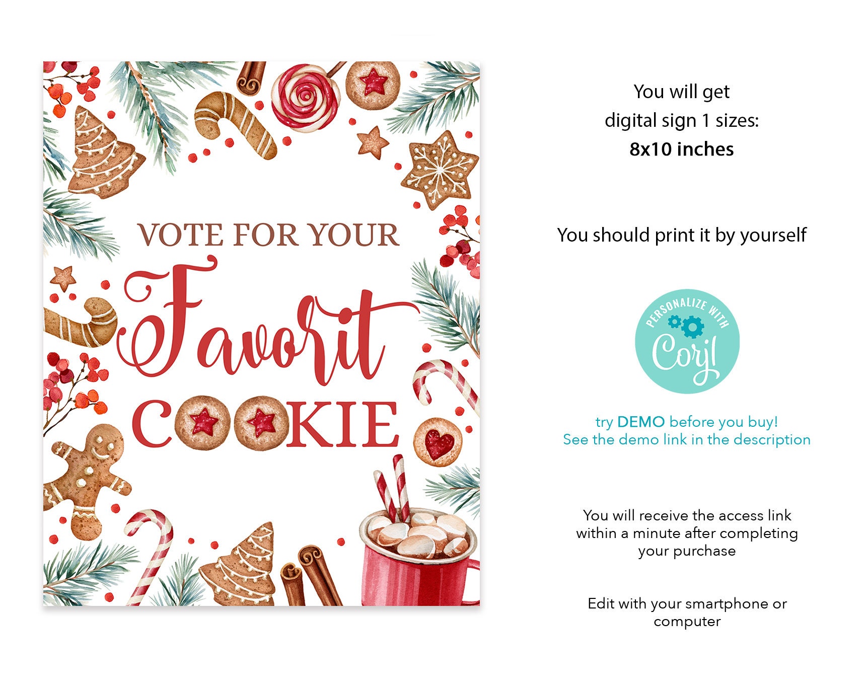 Editable Cookies Exchange Party Sign . Vote for Your Favorite Cookie ...