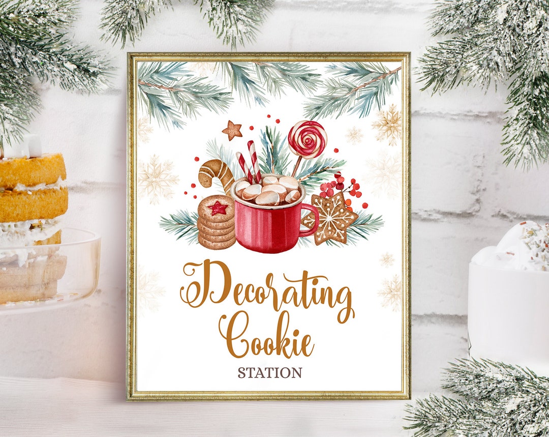 Editable Cookie and Cocoa Party Sign. Hot Chocolate Christmas Cookie ...