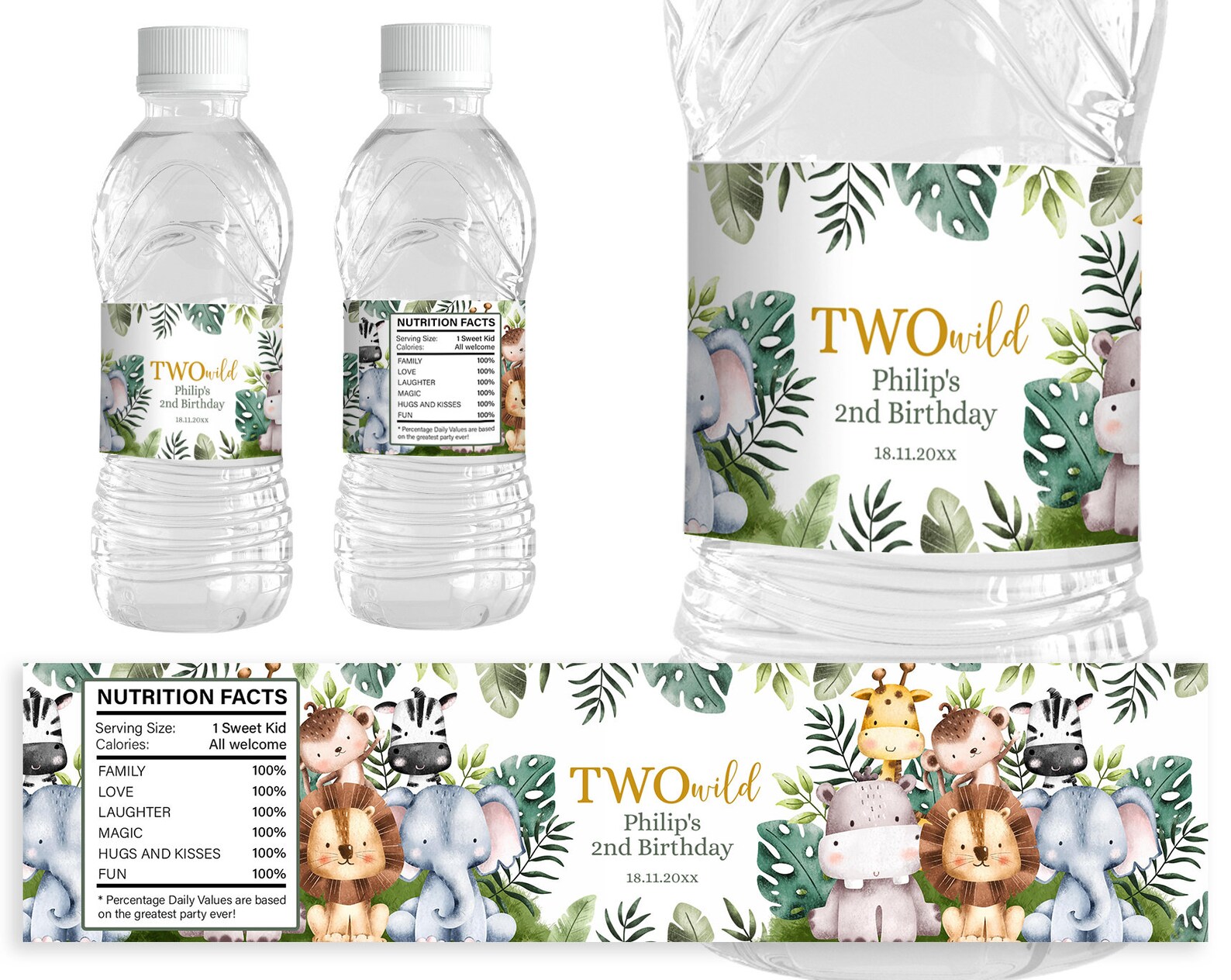 EDITABLE Digital TWO Wild Bottle Label. Personalized 2nd Birthday ...