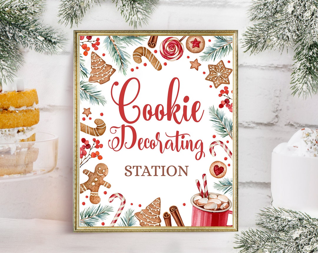 Editable Cookies and Cocoa Party Sign. Hot Chocolate Christmas, Cookie ...
