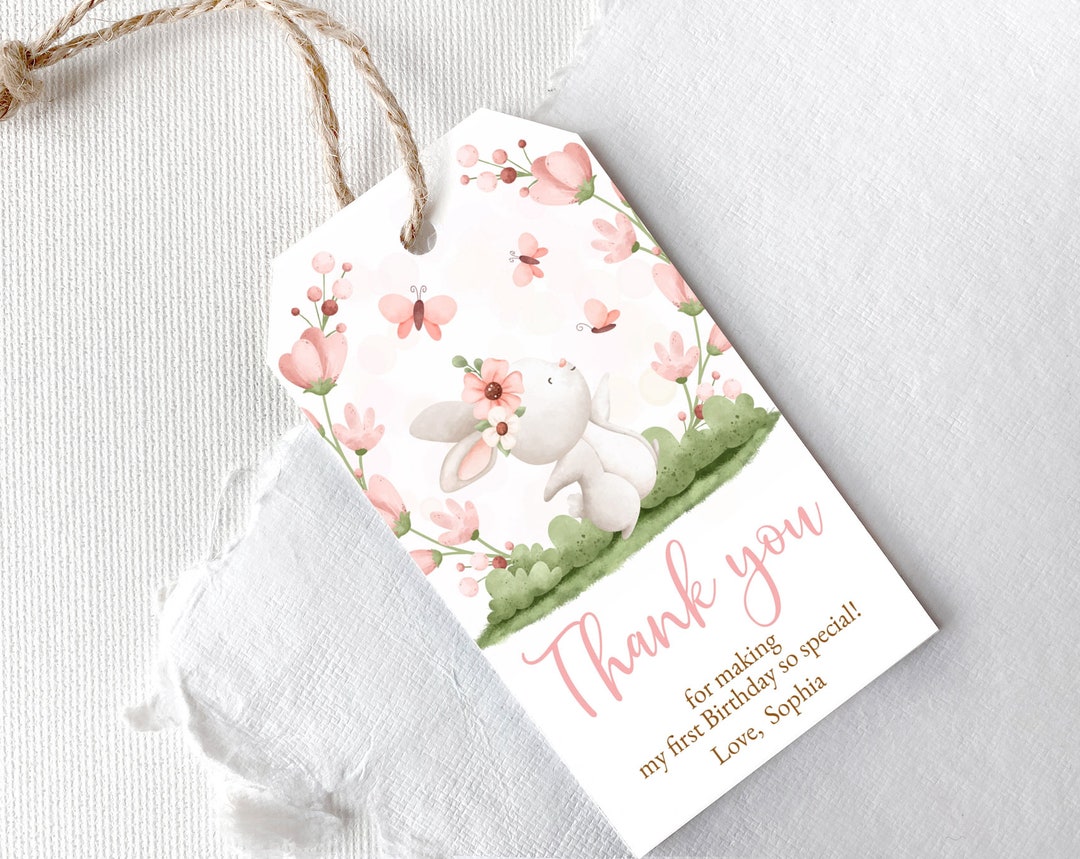 Editable 1st Birthday Thank You Tag DIGITAL Template. Personalized ...