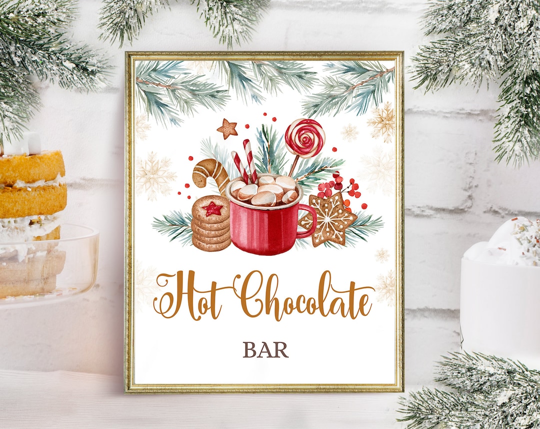 Editable Cookies and Cocoa Party Sign. Hot Chocolate Bar Christmas ...
