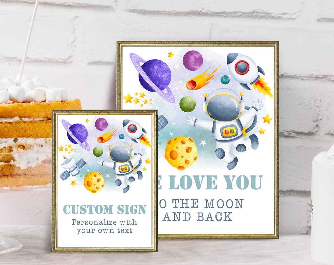 Editable Outer Space Birthday Digital Signs. Boy 4th Birthday Astronaut ...