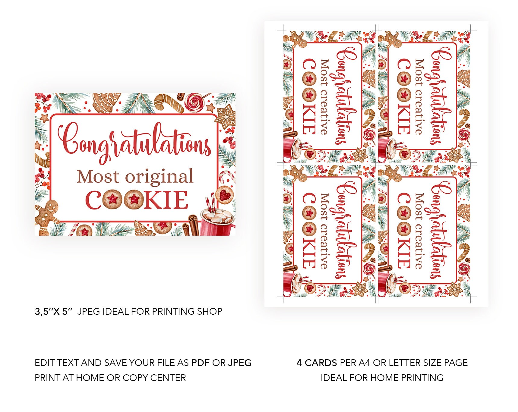 Editable Digital Cookie Award Certificates. Cookies Exchange Voting ...