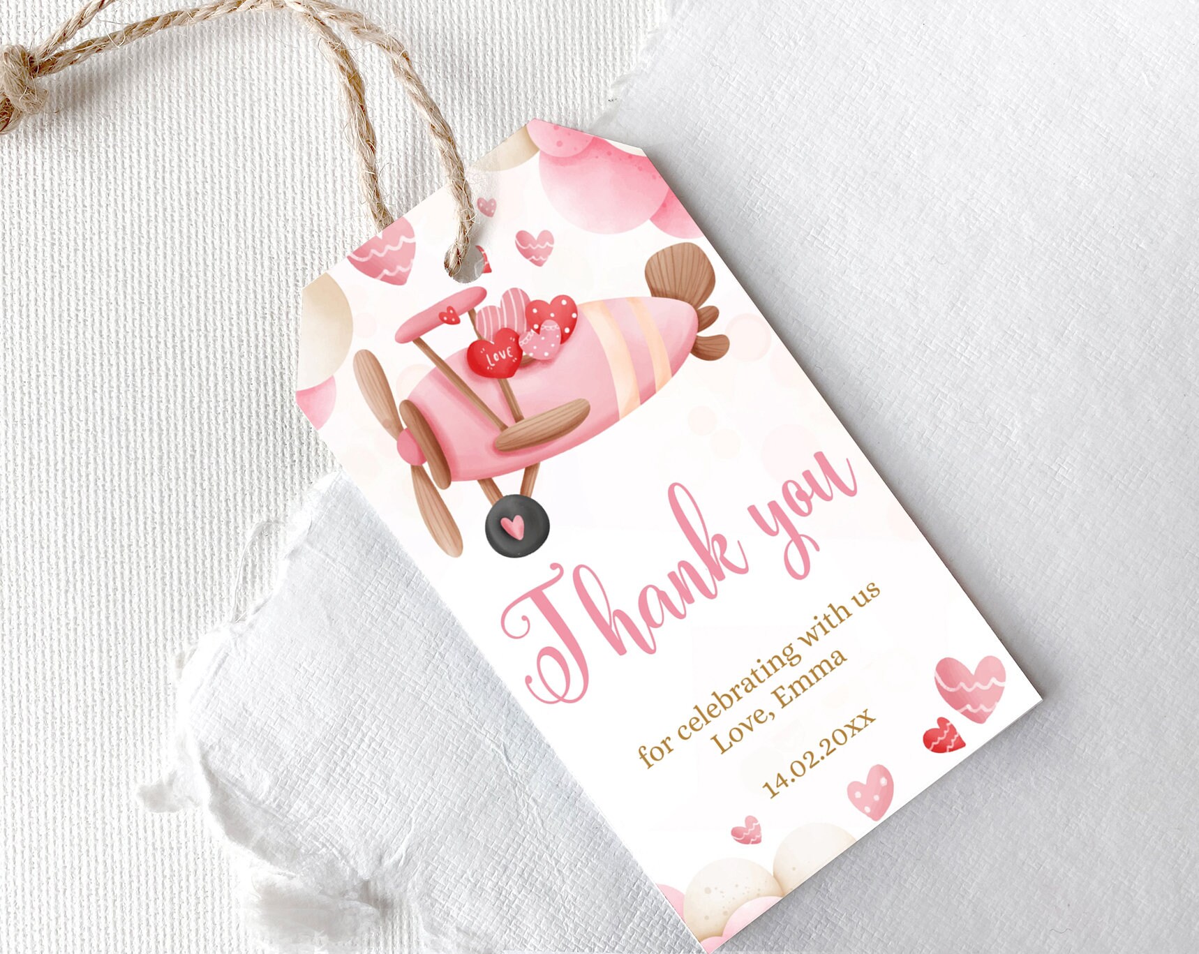 EDITABLE Thank You Tag. Personalized Valentina's Girl 1st Birthday ...