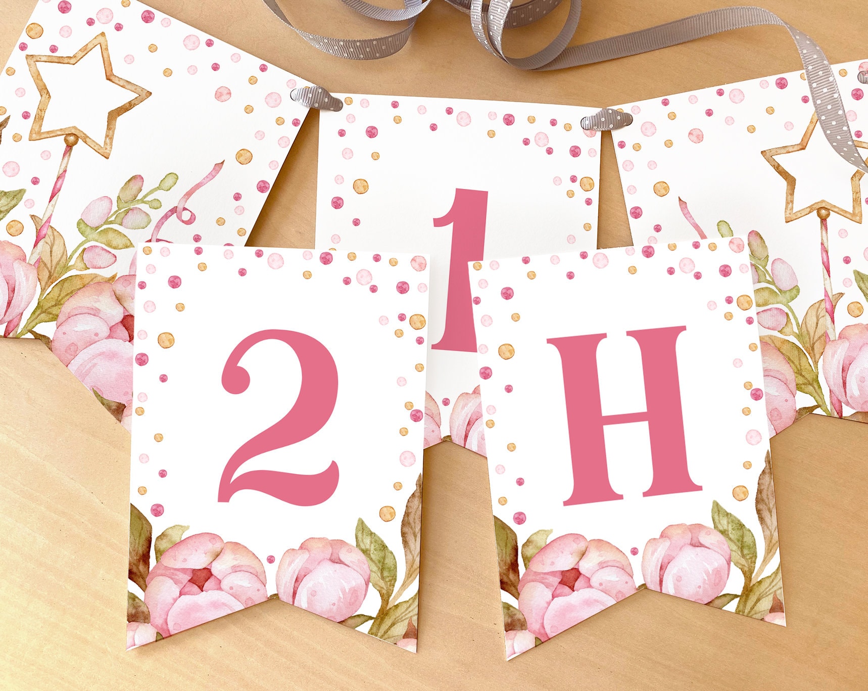 Birthday Banner A-Z Alphabet, Numbers Banner First Happy Birthday Flags ...