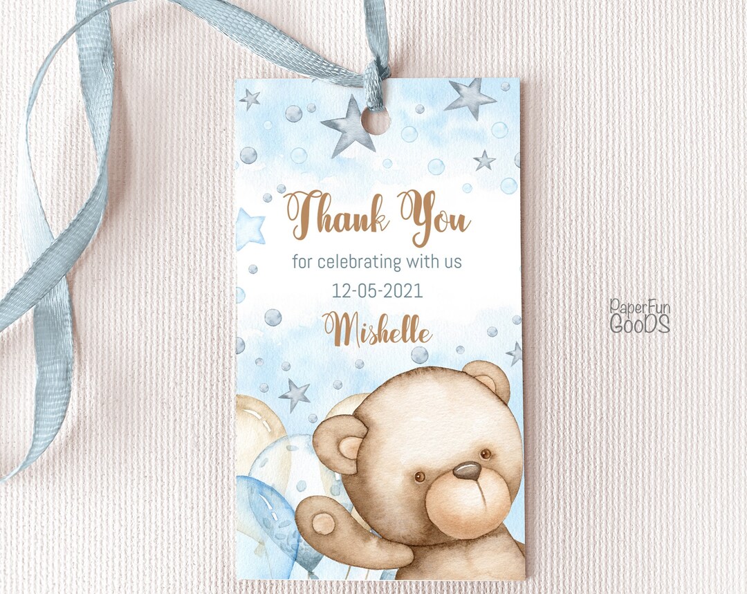 EDITABLE Thank You Tags. Personalized Boy Party Tag. Digital Birthday ...