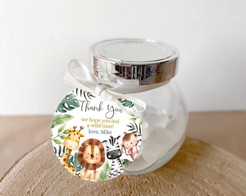 EDITABLE Digital Wild One Gift Tag 2.2x2.2 Inches. Personalized 1st ...