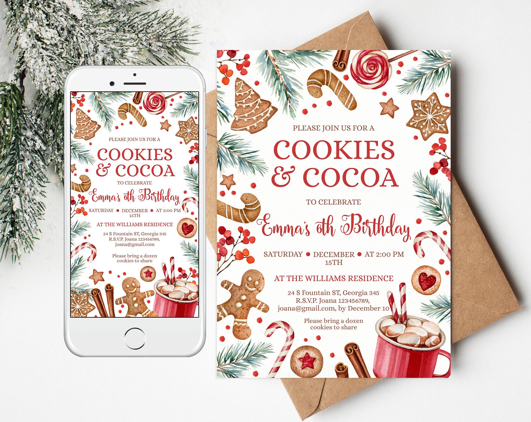 Editable Cookies and Cocoa Party Invite\evite. Hot Chocolate Christmas ...