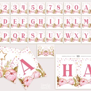 Birthday Banner A-Z Alphabet, Numbers Banner First Happy Birthday Flags ...