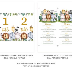 EDITABLE Digital Menu Card and Table Number. Wild ONE 1st Birthday ...