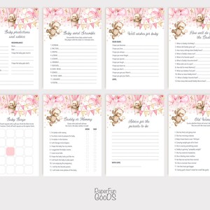 18 Digital Baby Shower Games. Pink Teddy Bear Party. It's a Girl ...