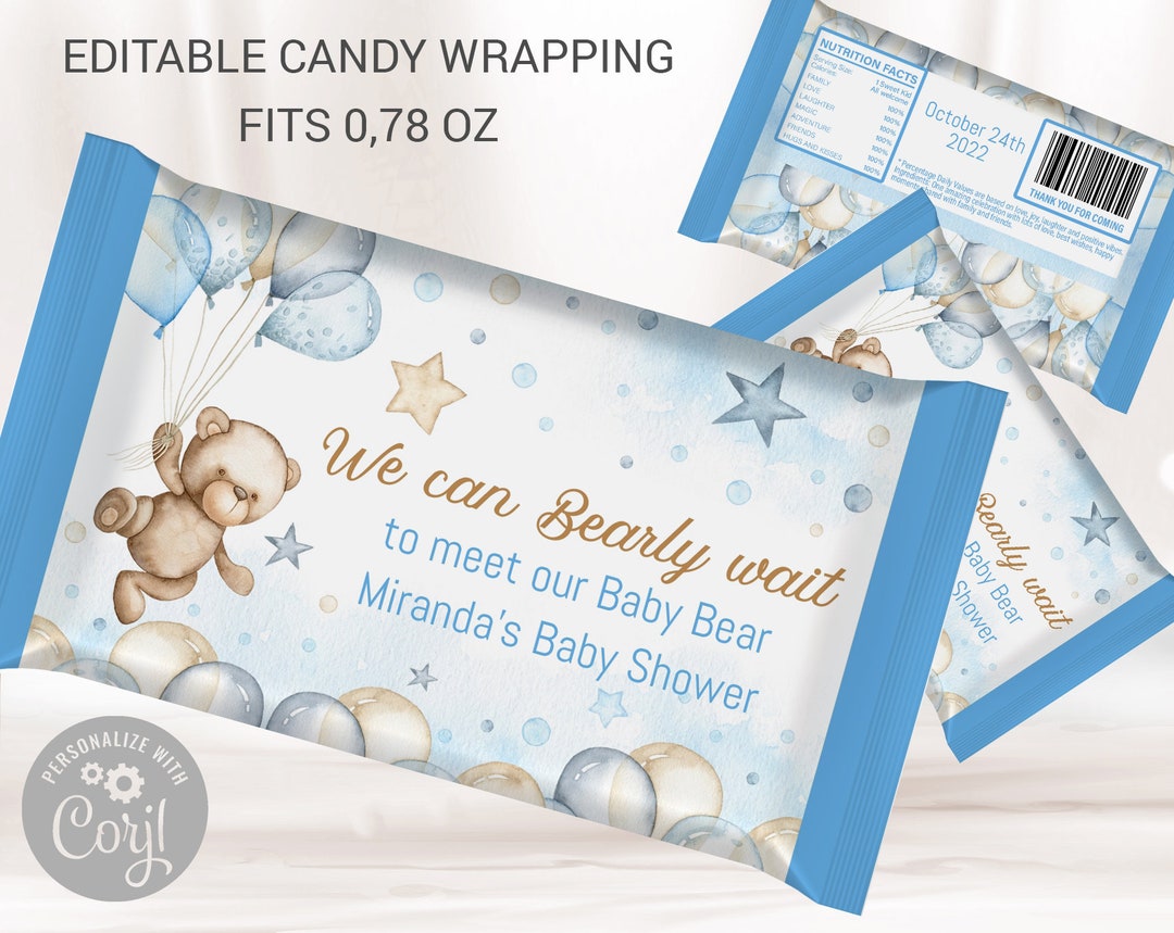 Teddy Bear Candy Bar Rice Krispies Treats Label Wrap 0.78oz - Etsy