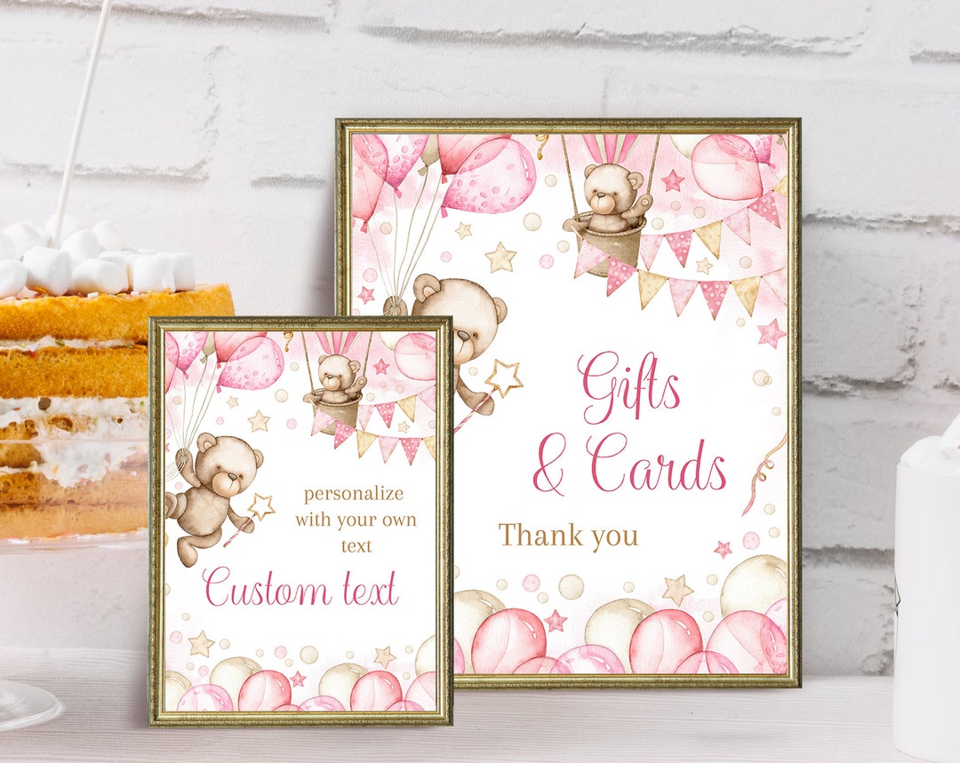 Editable Teddy Bear Signs Set. Baby Girl 1st Birthday. Pink and Brown ...