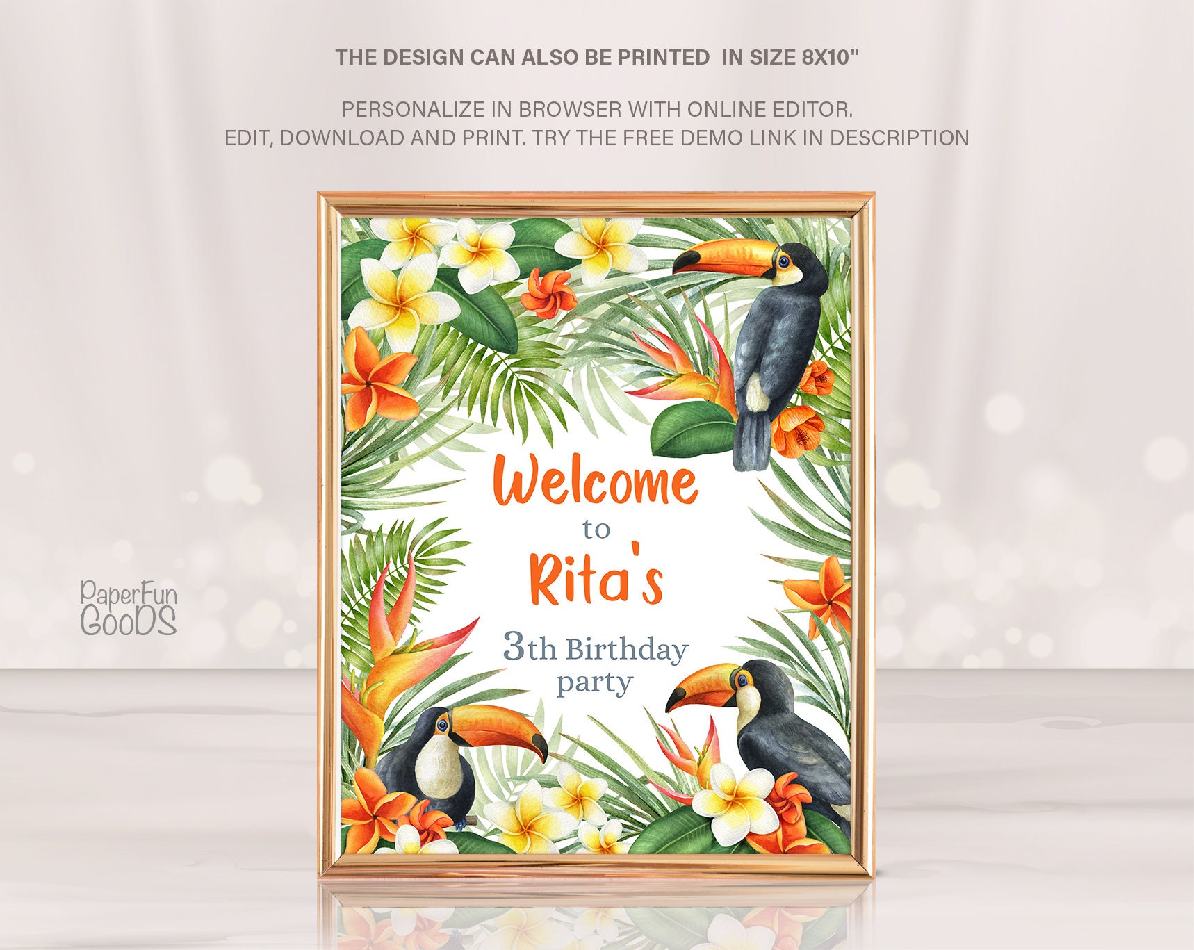 EDITABLE Birthday Welcome Sign. Personalised First Baby Birthday Sign ...