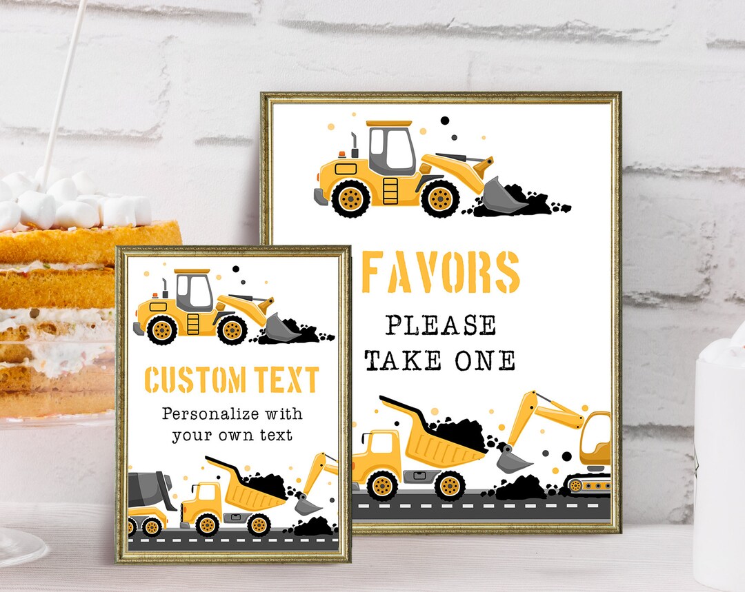 Editable Construction Party Signs Set. Fueling Station Template, Treats ...