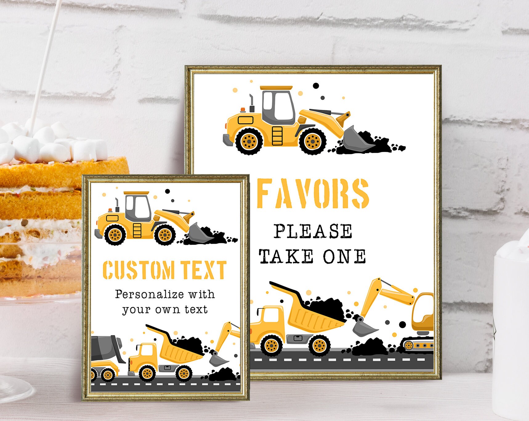 Editable Construction Party Signs Set. Fueling Station Template, Treats ...