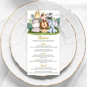 EDITABLE Digital Menu Card and Table Number. Wild ONE 1st Birthday ...