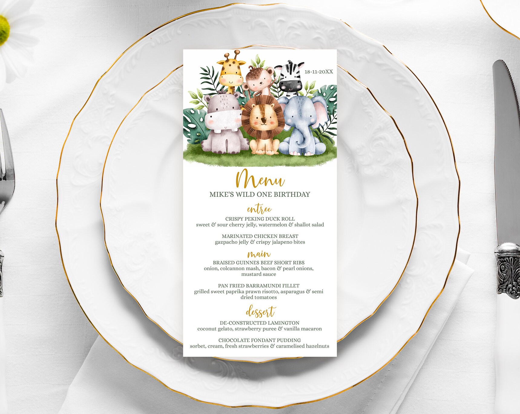 EDITABLE Digital Menu Card and Table Number. Wild ONE 1st Birthday ...