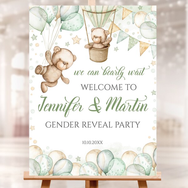 Teddy Gender Reveal Banner - Etsy