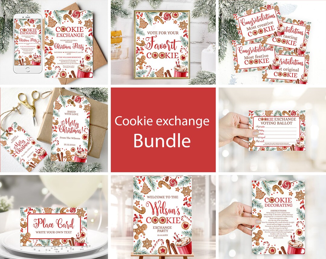 Editable Cookie Exchange Bundle. Personalized Christmas, Winter Party ...