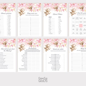 18 Digital Baby Shower Games. Pink Teddy Bear Party. It's a Girl ...
