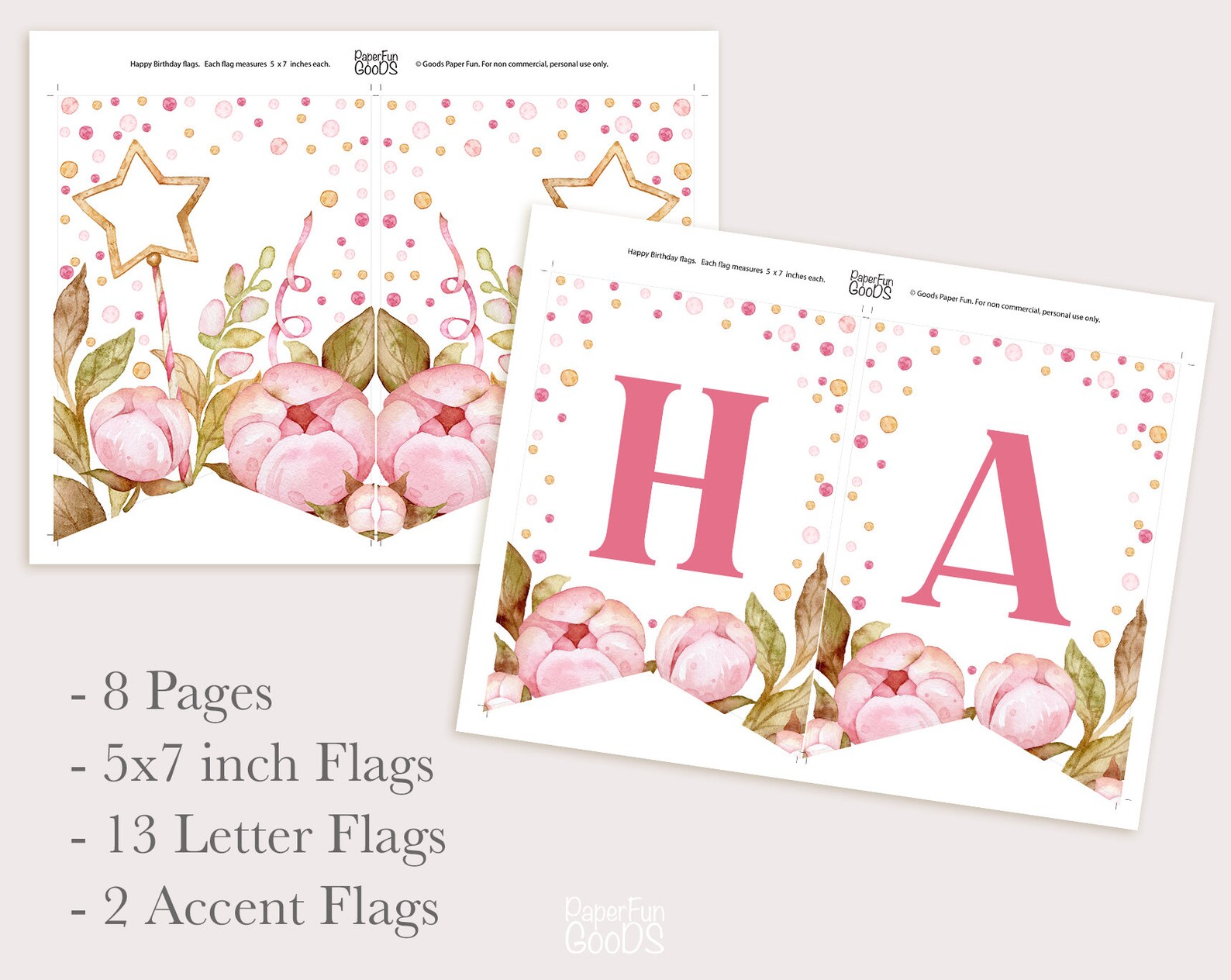 HAPPY BIRTHDAY Banner. Printable Digital Party Decoration. Girls Pink ...