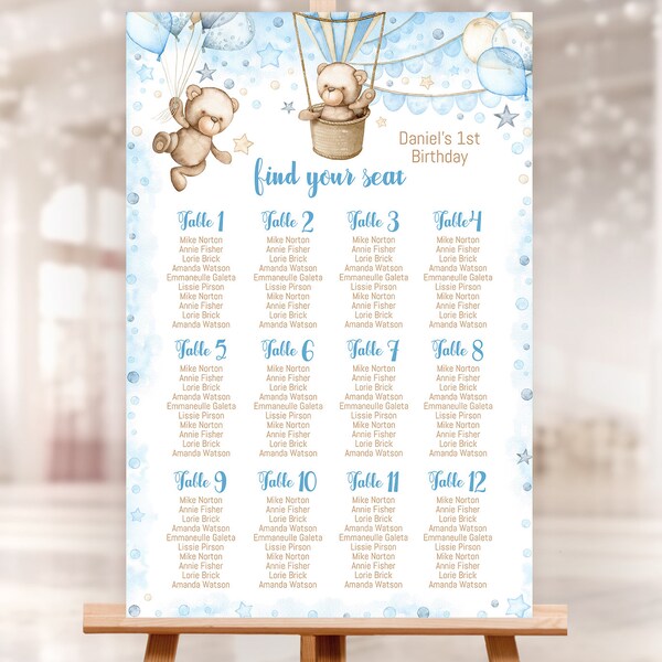 Teddy Bear Seating Chart Sign - Etsy